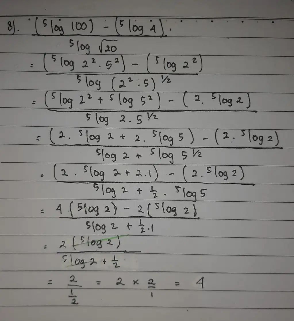 5 Nilai Dari Log543log2 3log QANDA